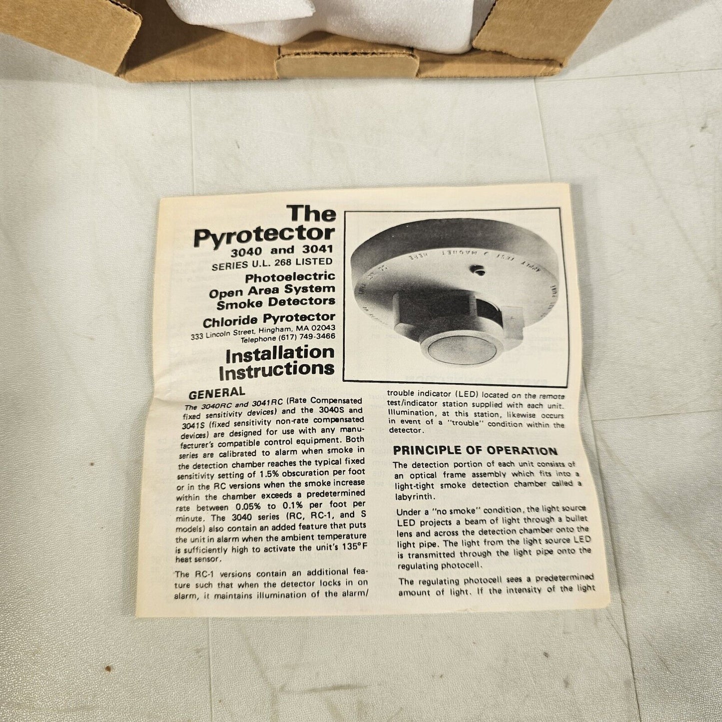 Chloride Pyrotector 3040 RC24 Photoelectric Smoke Detector Vintage 198 ...