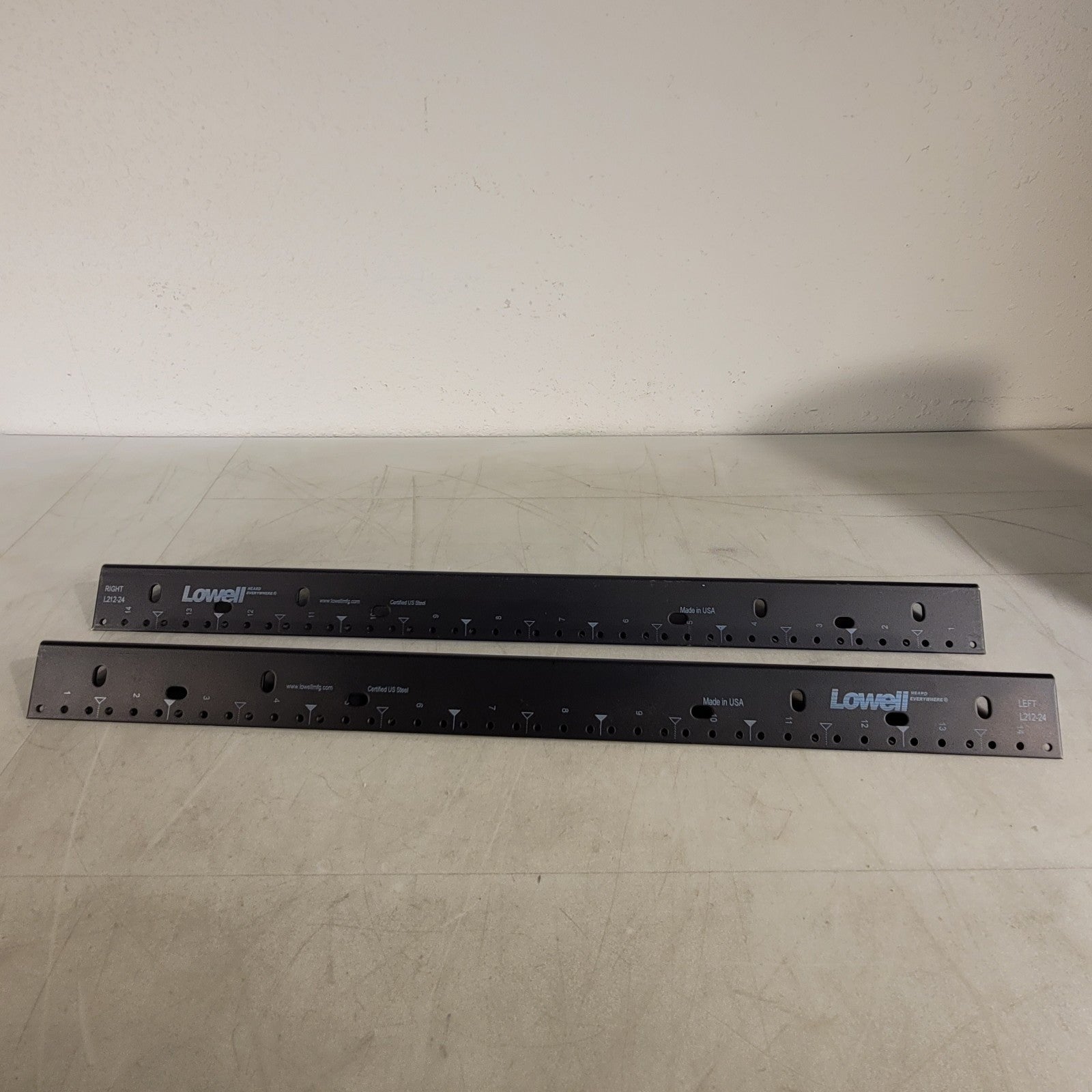 Lowell L212-24 Metal Rack Rails Pair Black Build a Rack Standard 14U ...