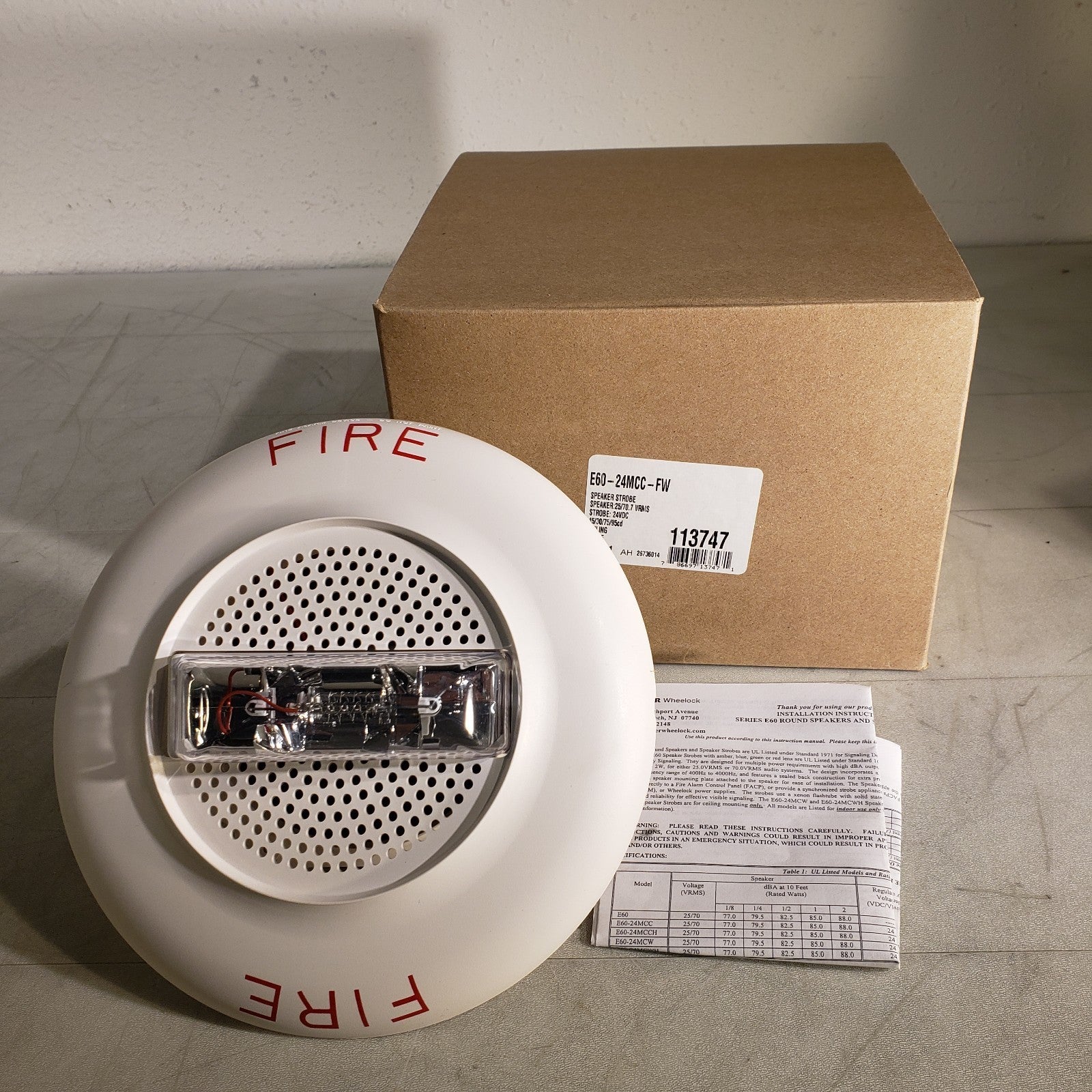 Cooper Wheelock E60-24MCC-FW Fire Alarm With Speaker And Strobe Light ...