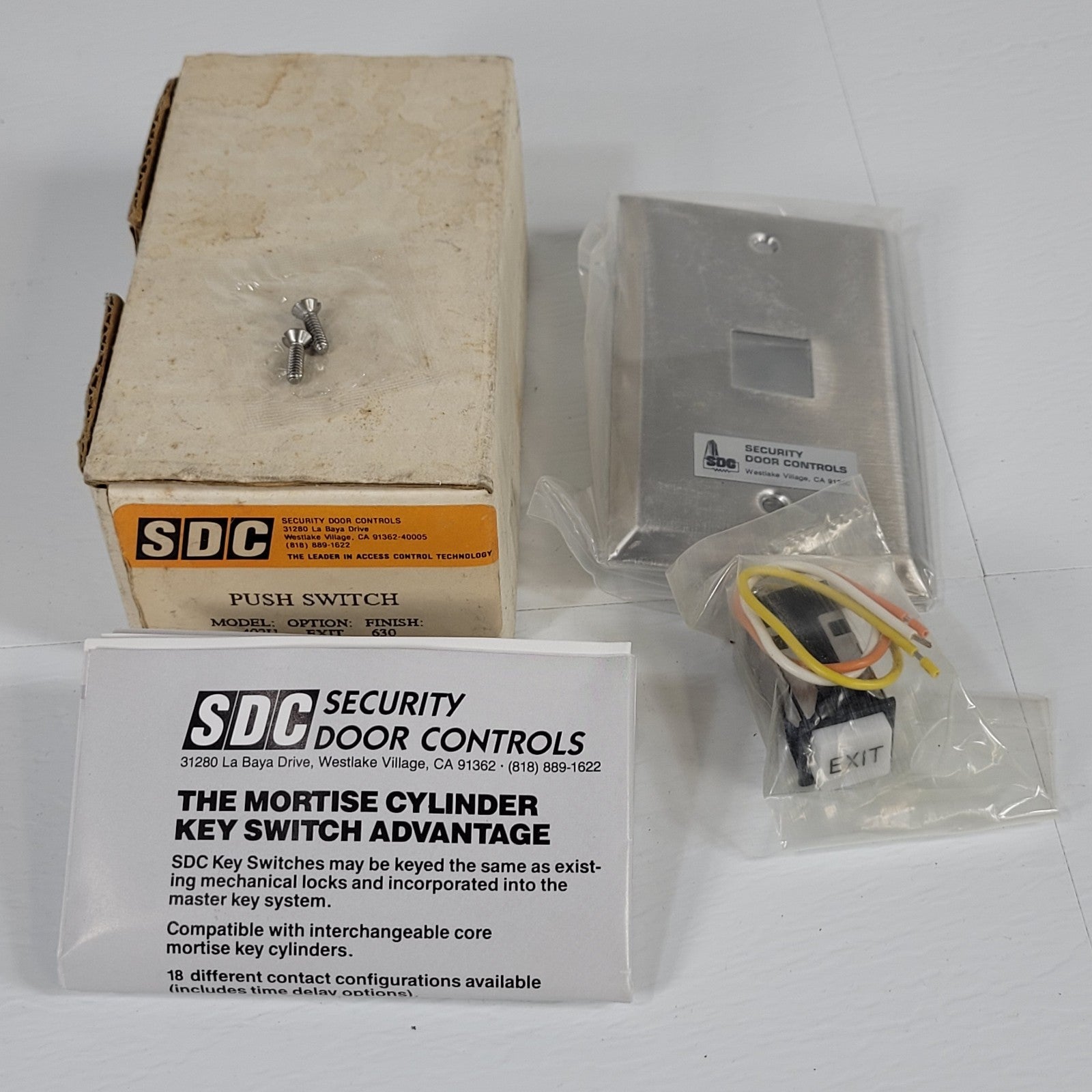 SDC 402U Exit Push Button Switch 5amps 125VAC Security Door Controls ...