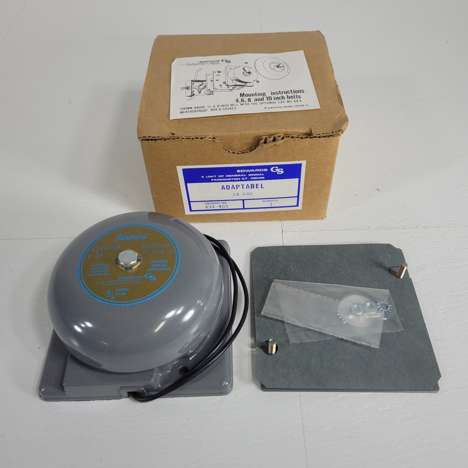 Edwards 434-4G5 Adaptabel Alarm Bell 24 VAC 50/60Hz Audible Signal App ...