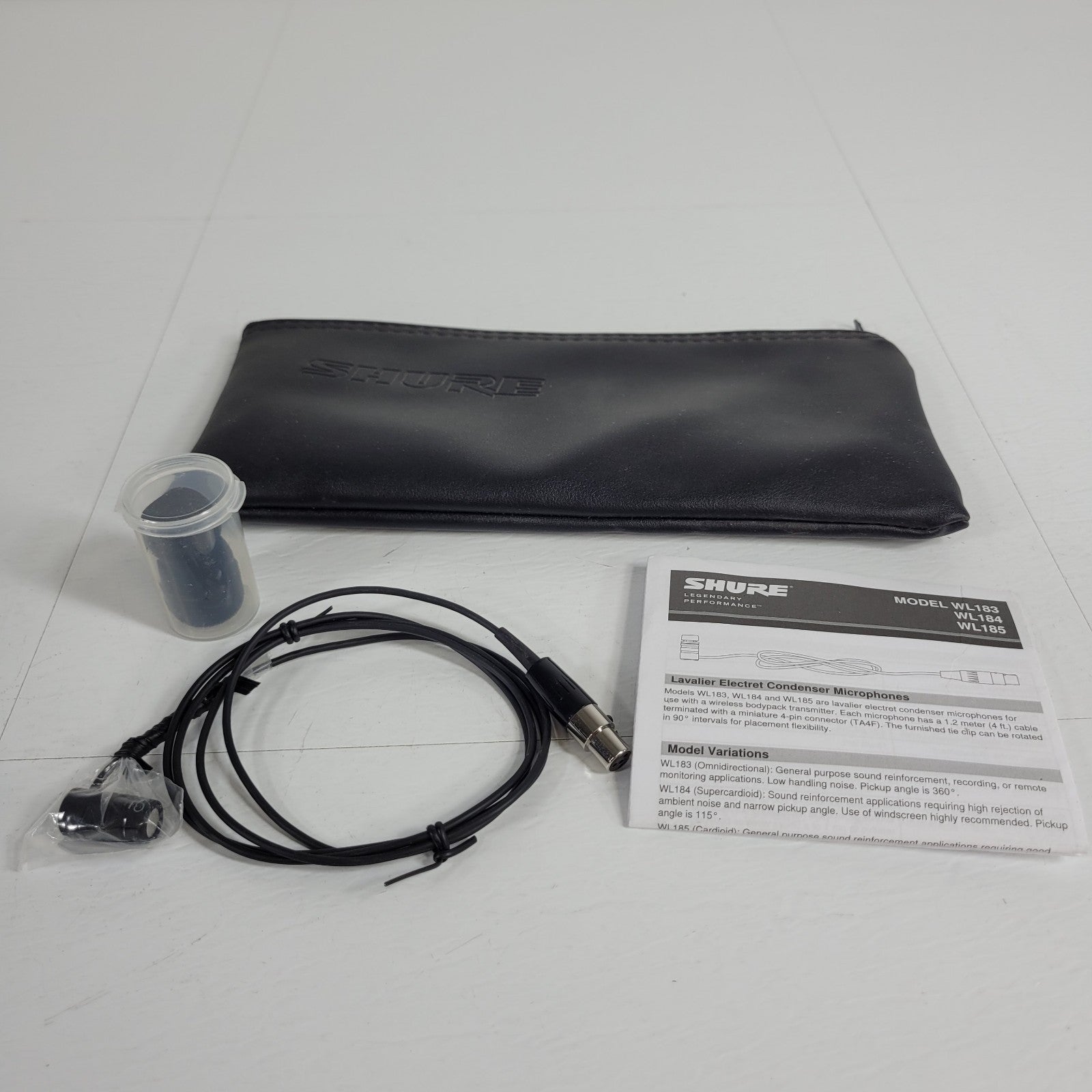 Shure WL185 Lavalier Electret Condenser Cardioid Microphone Mic Mini-X ...