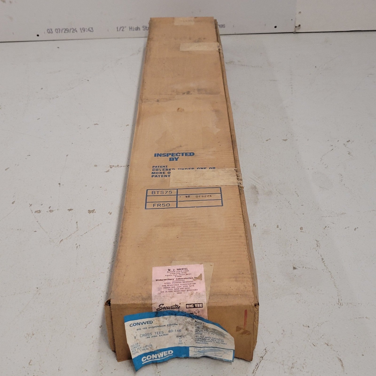 Conwed 89-146 White 4' Drop Ceiling Cross Tee Box Of 50 Piece Steel Fr ...