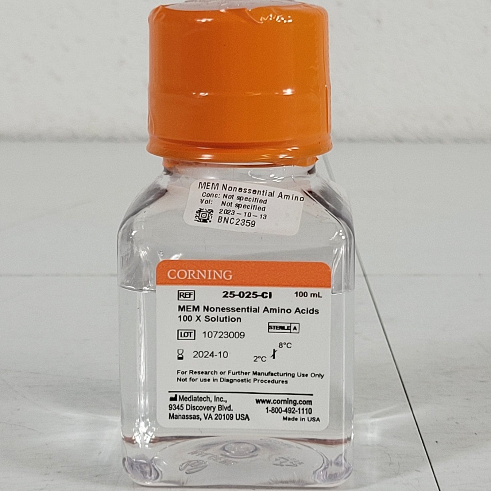 Corning 25-025-CI MEM Nonessential Amino Acids 100X Solution 100 ml St ...