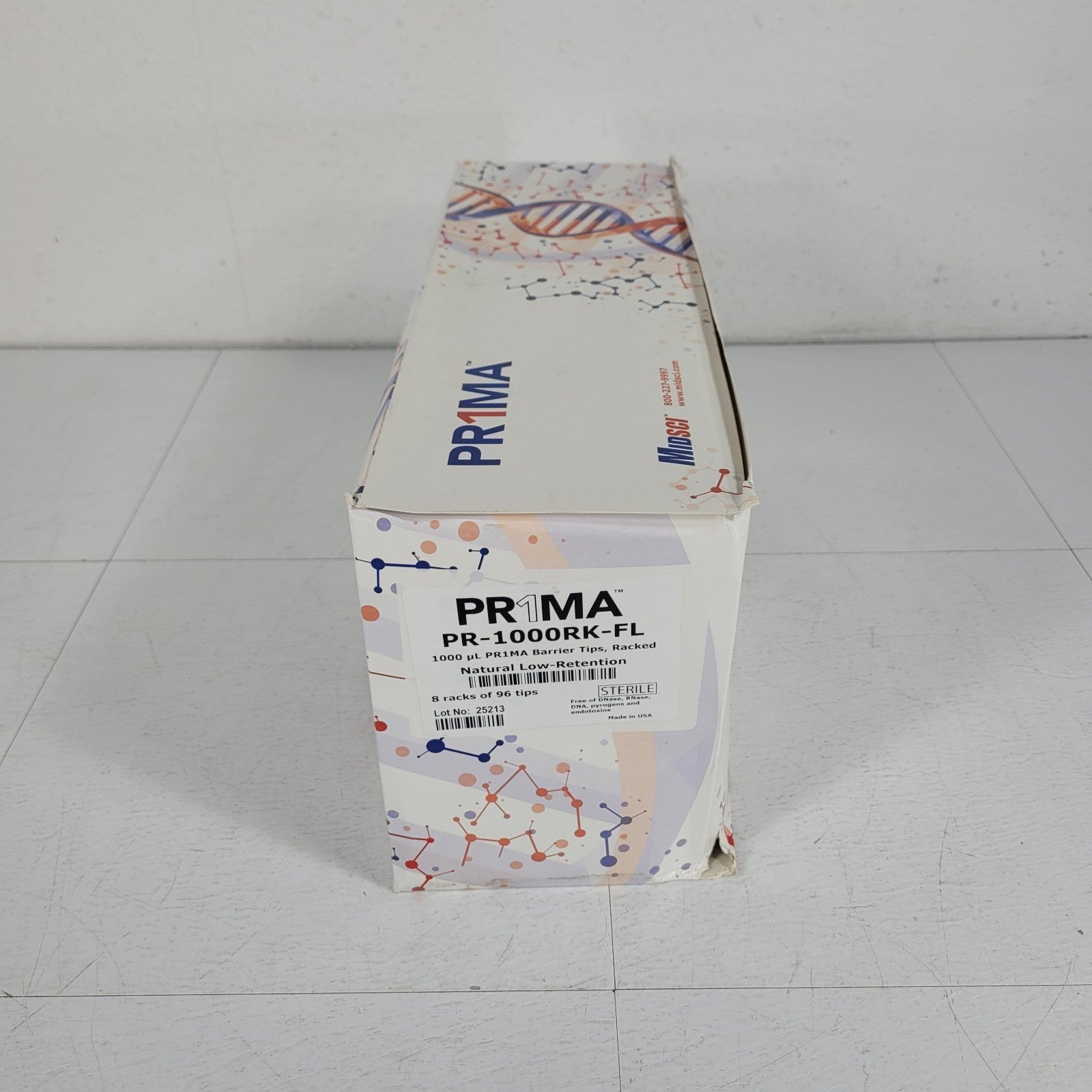 MidSci PR-1000RK-FL Prima 1000uL Barrier Tips Racked Natural Low Reten ...