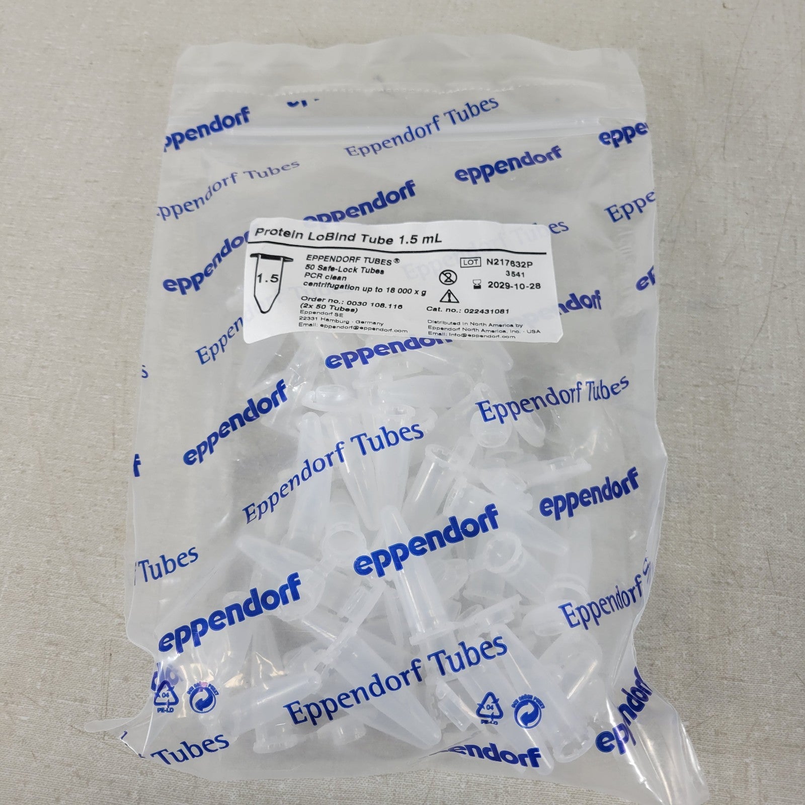 Eppendorf 022431081 Protein LoBind Centrifuge Processing Tube 1.5 mL 5 ...