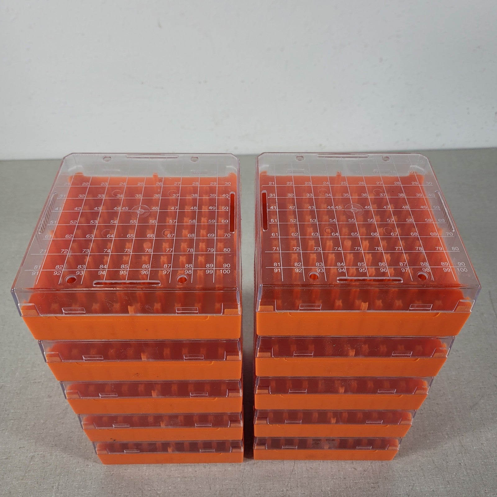 Lot Of 10x Corning 431121 Cryogenic Vial Storage Box Orange Polycarbon ...