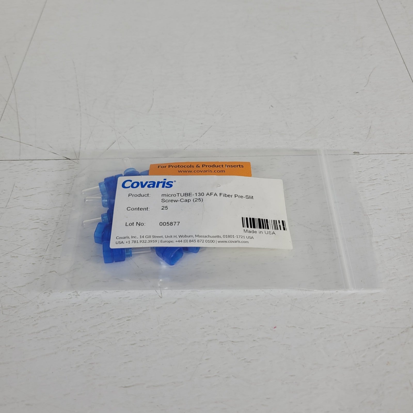 *Lot of 16* Covaris 520216 microTUBE-130 AFA Fiber Pre-Slit Blue Screw ...