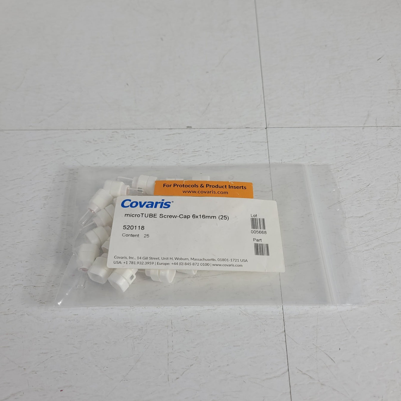 *Lot of 25* Covaris 520118 microTUBE Screw-Cap 6x16mm FFPE Extraction ...