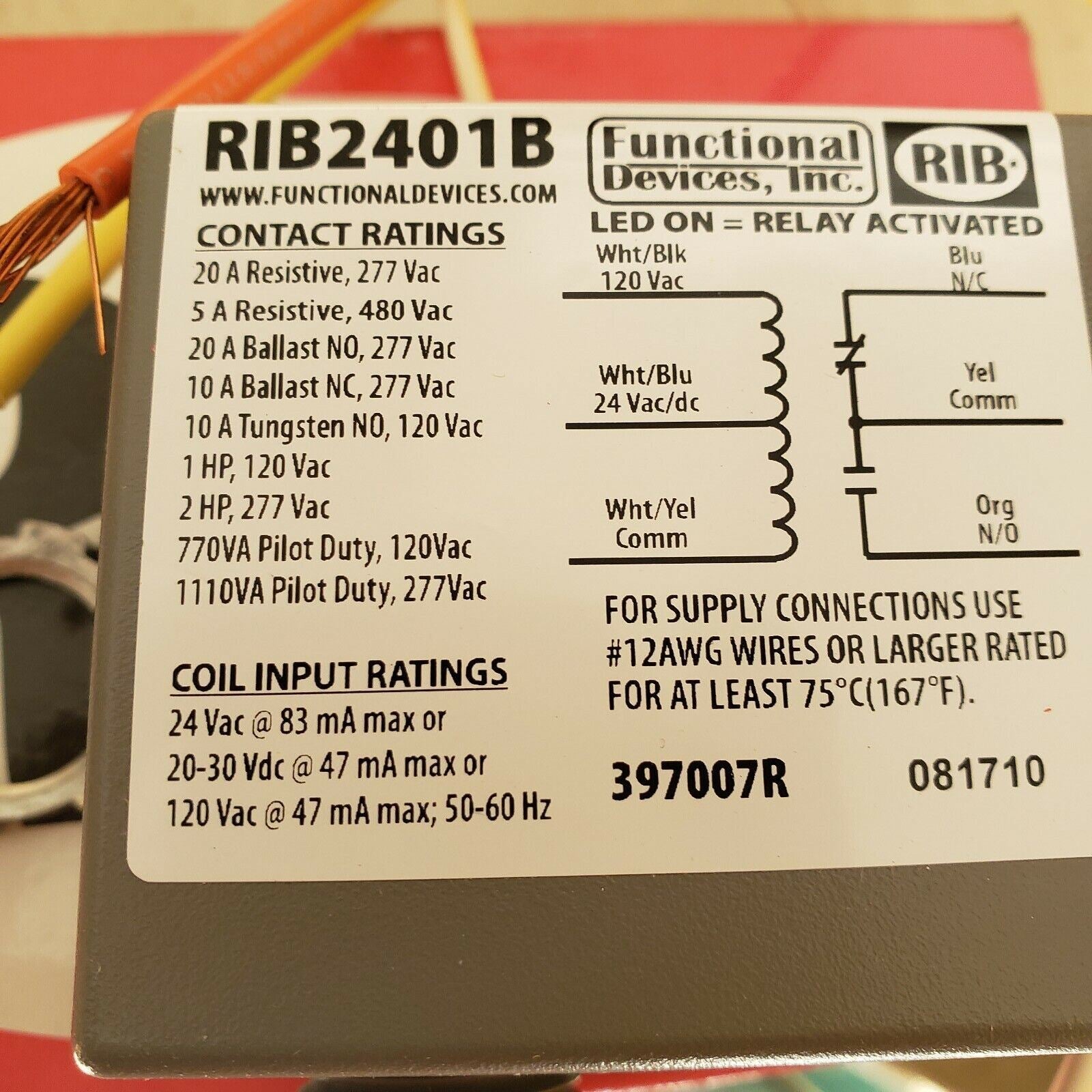 RIB RIB2401B ENCLOSED RELAY 24VAC/DC 120VAC SPDT – Lab Liquidators Store