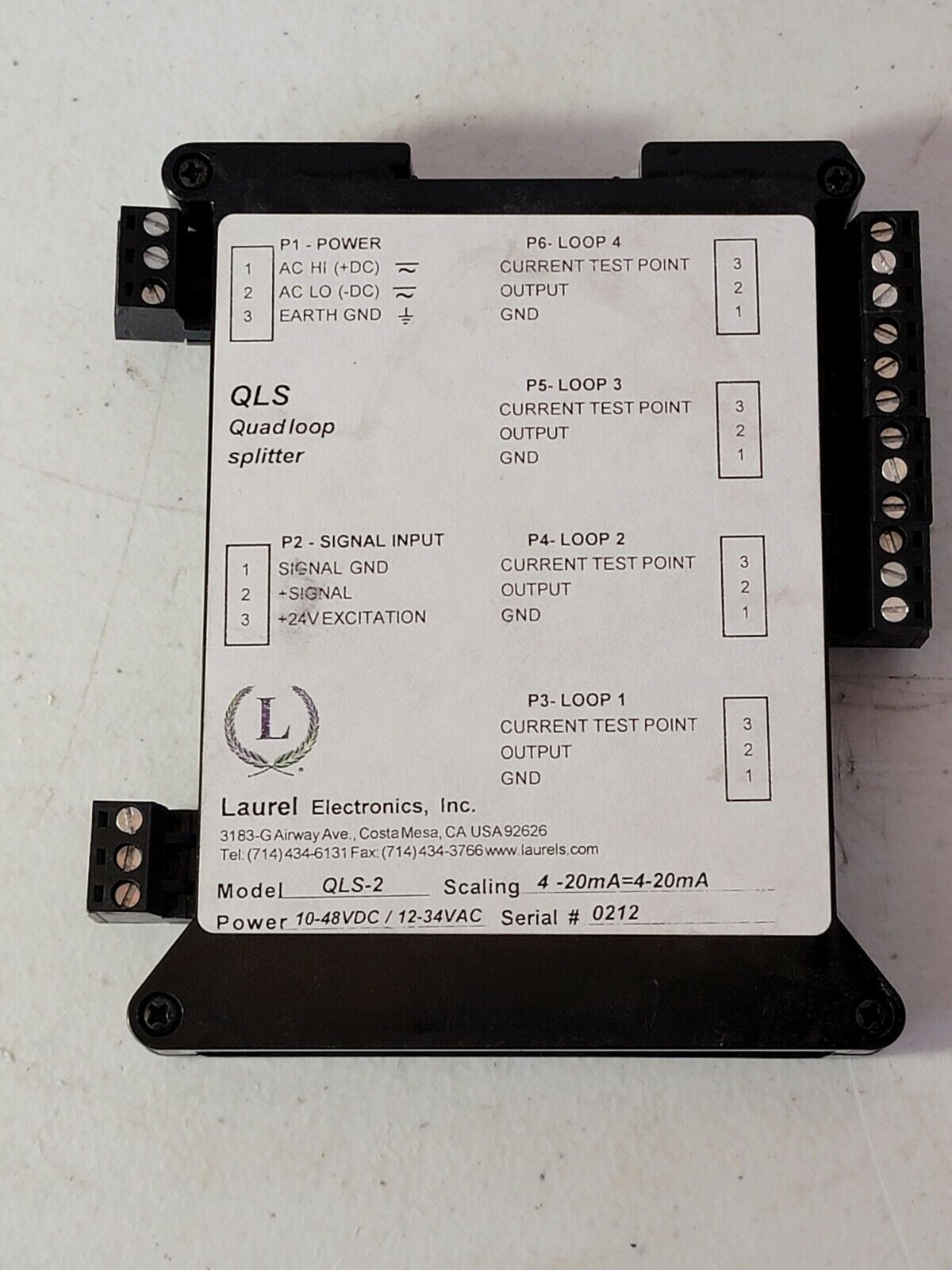 Laurel Electronics QLS-2 Dc Powered Quad Loop Splitter 10-48VDC/12-34V ...