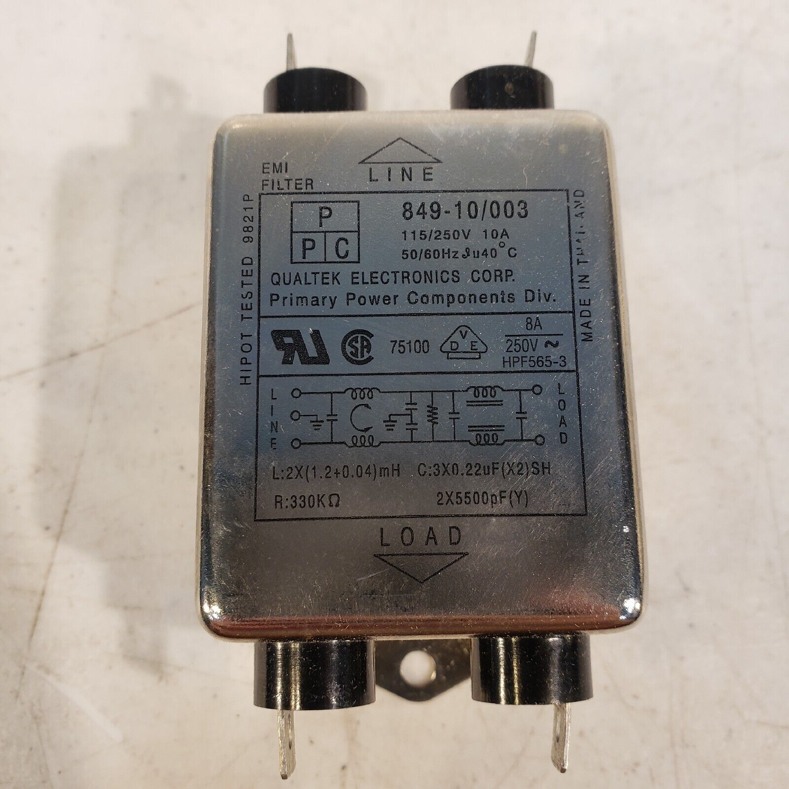 Qualtek 849-10/003 Two Stage EMI Filter 115 VAC/250 VAC, 10 A – Lab ...